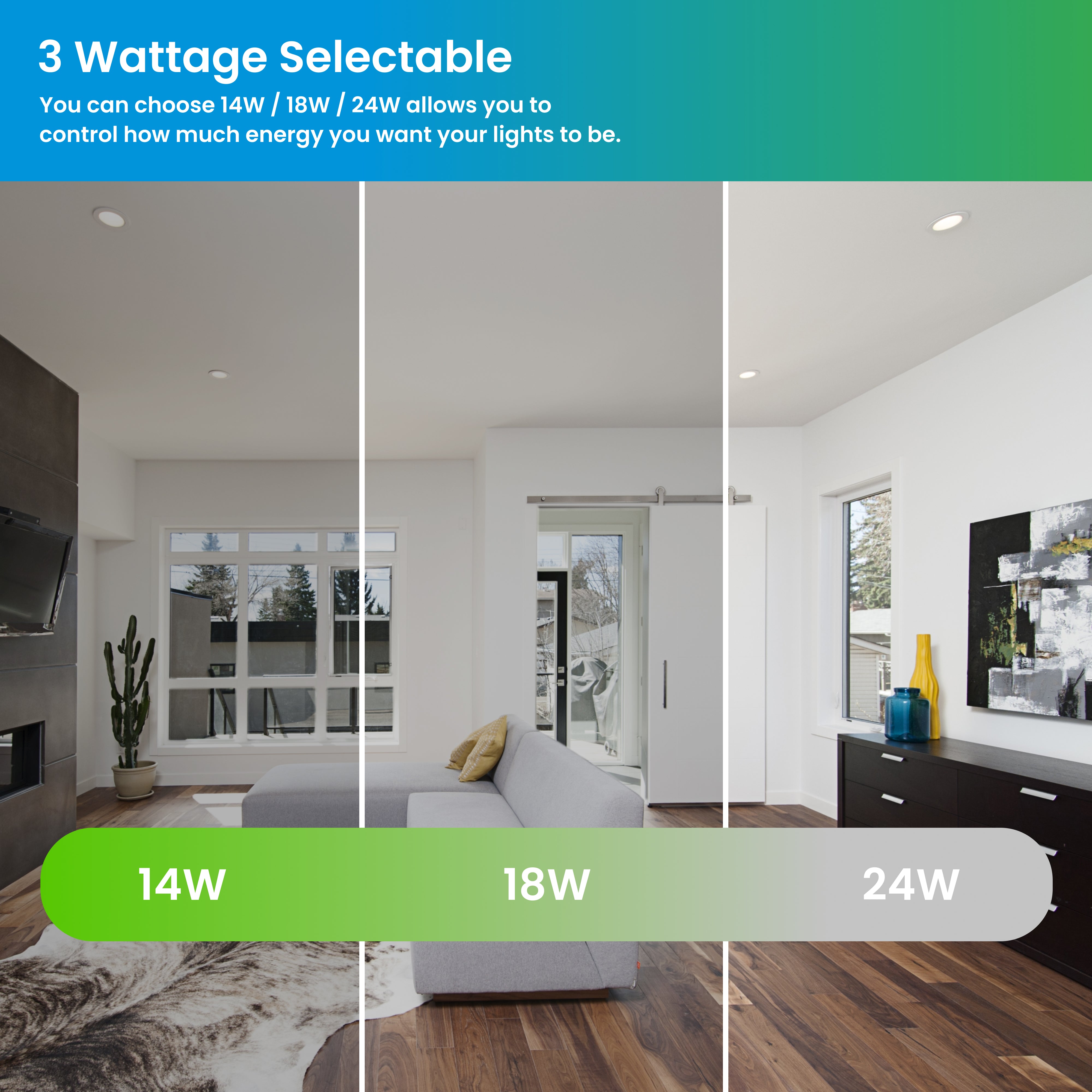 6 inch 5cct Commercial backlit downlight 15 Watts 1425 Lumens 90+ CRI ...