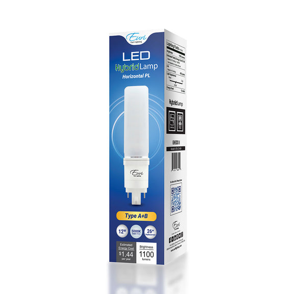 Horizontal LED Hybrid PL Retrofit Bulb, 12 Watt, 1100 Lumens, G24Q Bas ...