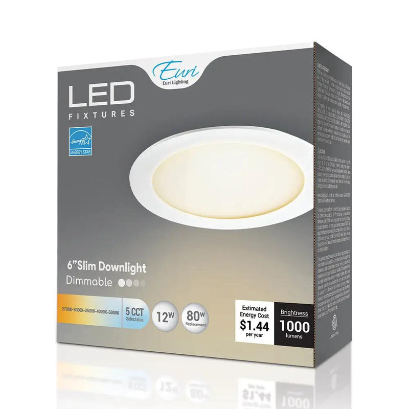 LED Wafer Light, 6 Inch, 12 Watt, 1000 Lumens, CCT Selectable, 120V ...