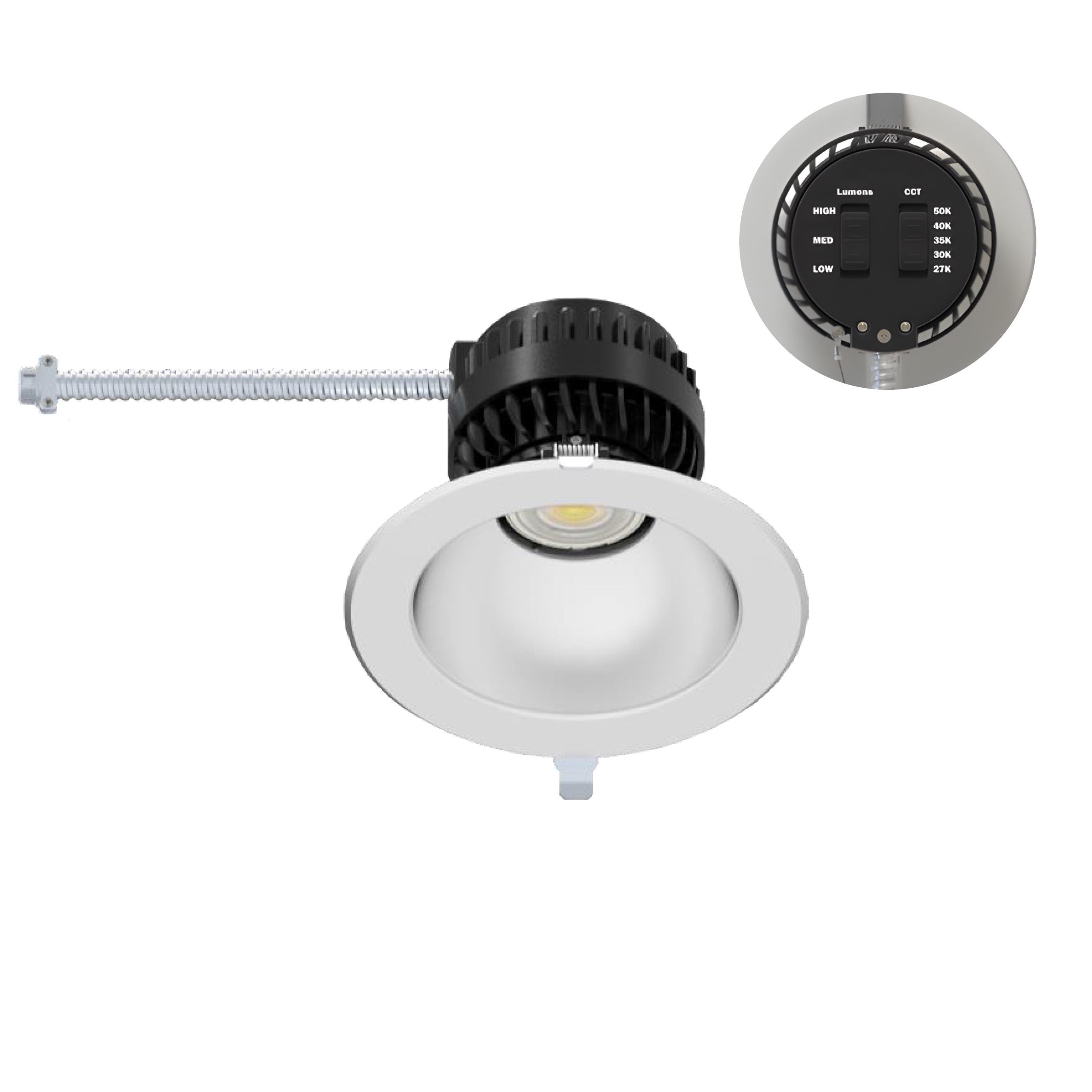 4/6/8 inch LED Commercial downlight, 3 Watt and 5 CCT Selectable, 90 ...