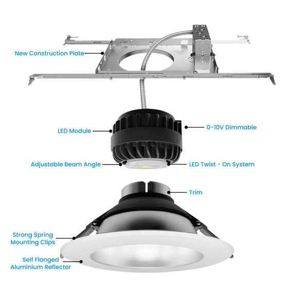 4/6/8 inch LED Commercial downlight, 3 Watt and 5 CCT Selectable, 90 ...