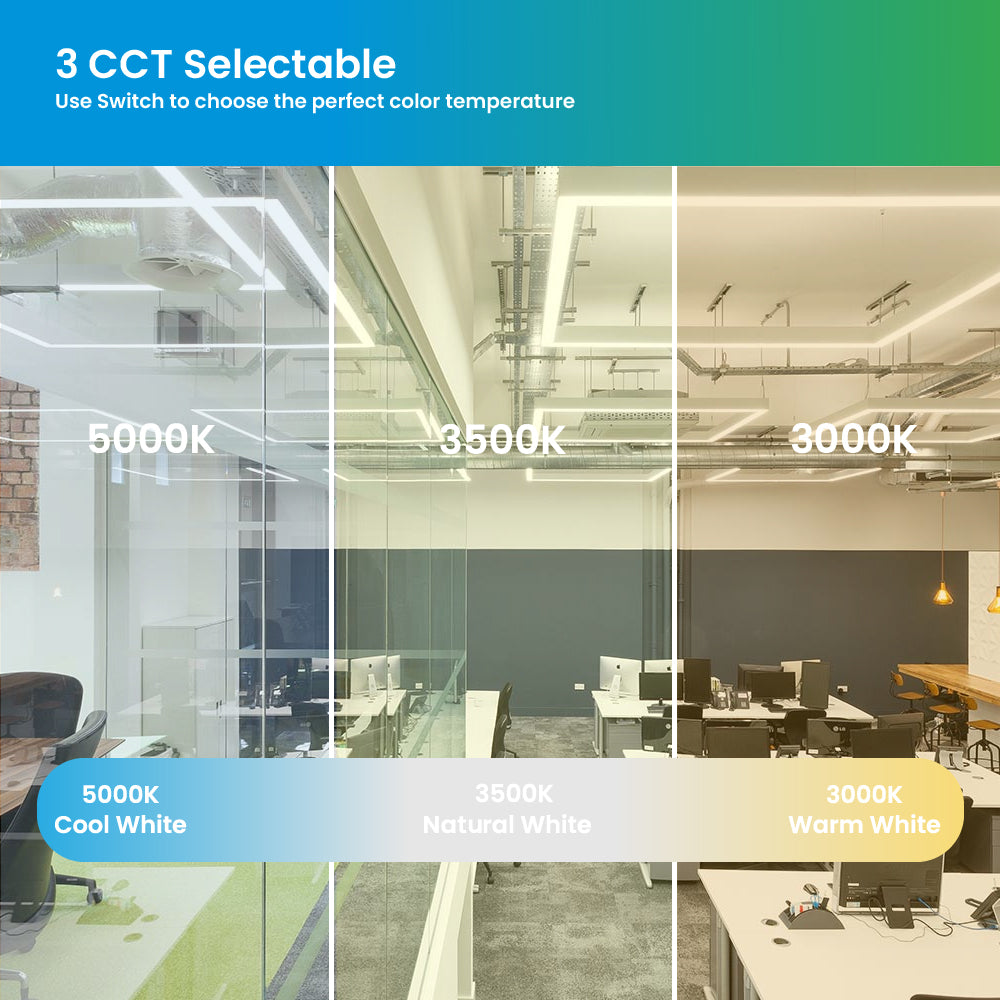 4 Foot Linear LED Light, 50 Watt, 5750 Lumens, 3K/35K/4K Color Changea ...